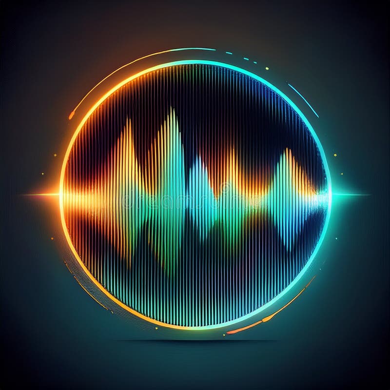 Neon circle with equalizer stock illustration. Illustration of purple ...