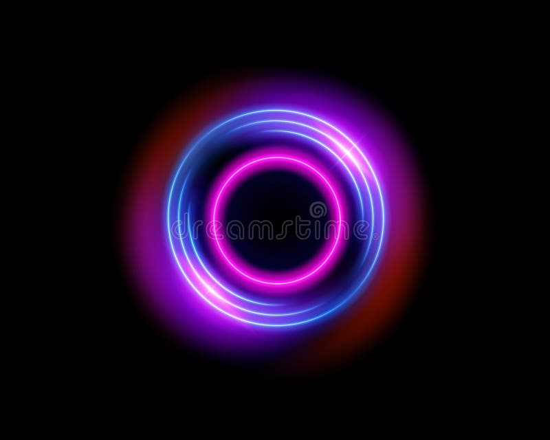 Neon Circle Frame on Blue Background. Glowing Neon Circle Frame. Set of ...