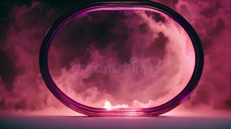 Neon Circle Frame with Purple Smoke Stock Footage - Video of light ...