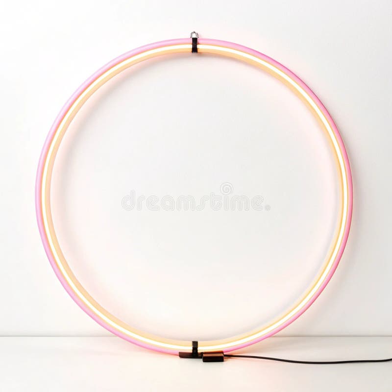 Neon Circle Frame on White Background Stock Illustration - Illustration ...