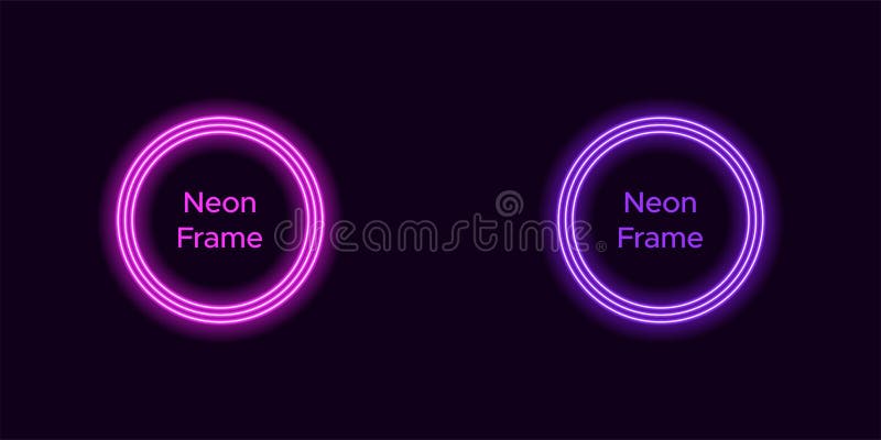 Neon Circle Frame in Purple and Violet Color Stock Vector ...
