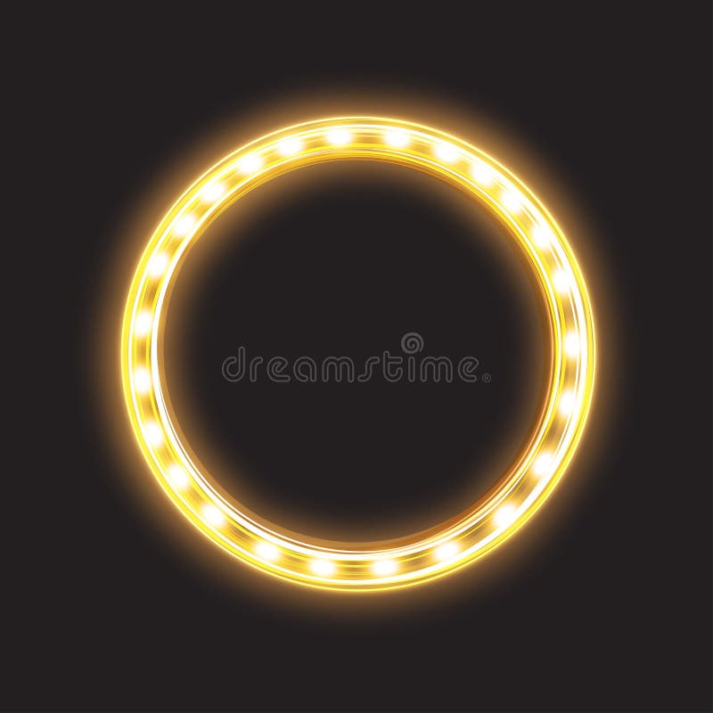 Neon Circle Frame .Shining Circle Light Banner.Bright Light Bulbs ...