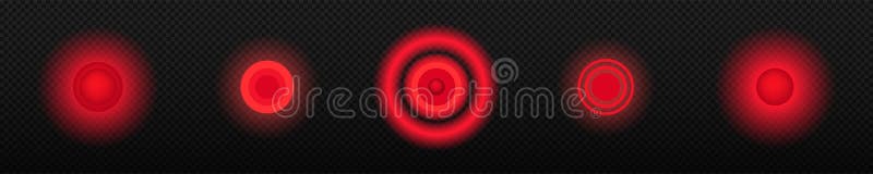 Neon Circle Glowing Dot. Round Transparent Colored Neon Red Point Stock ...