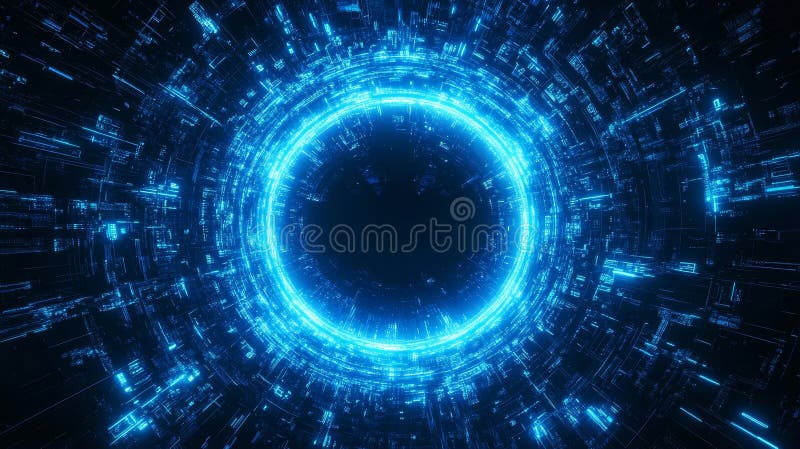 Neon Circle Light Arch, in the Center, Light, Rays, Smoke, Abstract ...