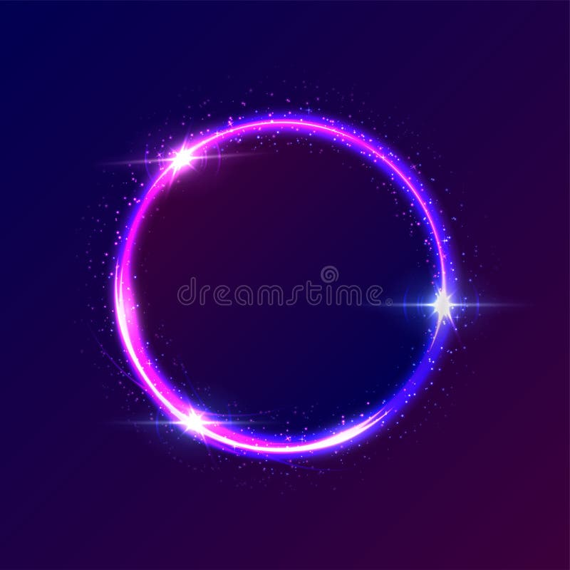 Neon Circle Light Effect and Particles Glow, Abstract Magic Flare ...