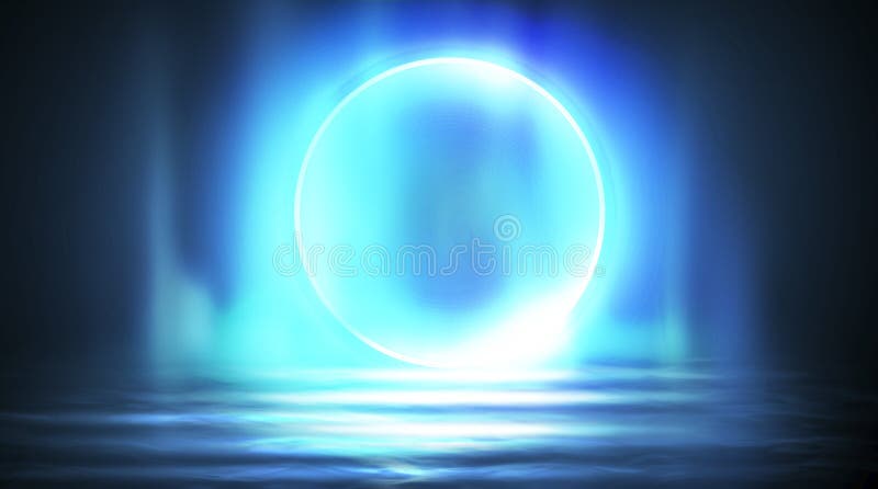 Neon Circle, Neon Lights. Neon Circle with Spotlights. Abstract Light ...