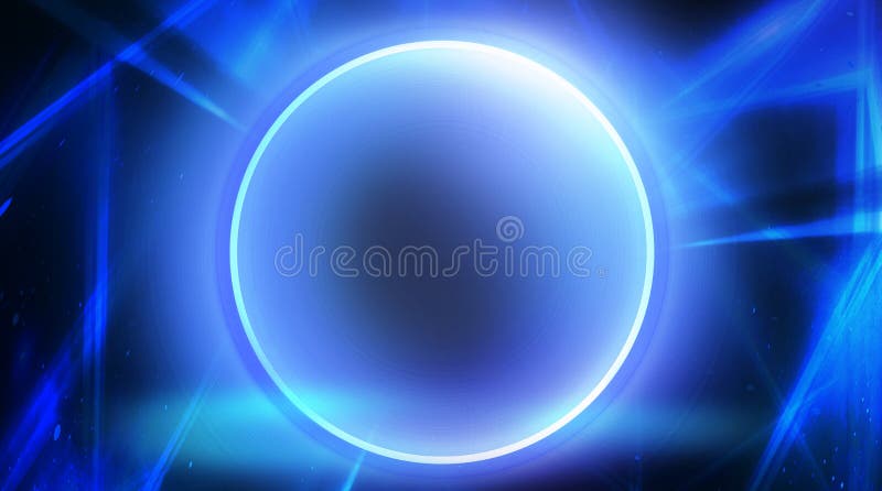 Neon Circle, Neon Lights. Neon Circle with Spotlights. Abstract Light ...