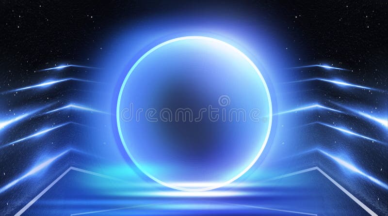Neon Circle, Neon Lights. Neon Circle with Spotlights. Abstract Light ...