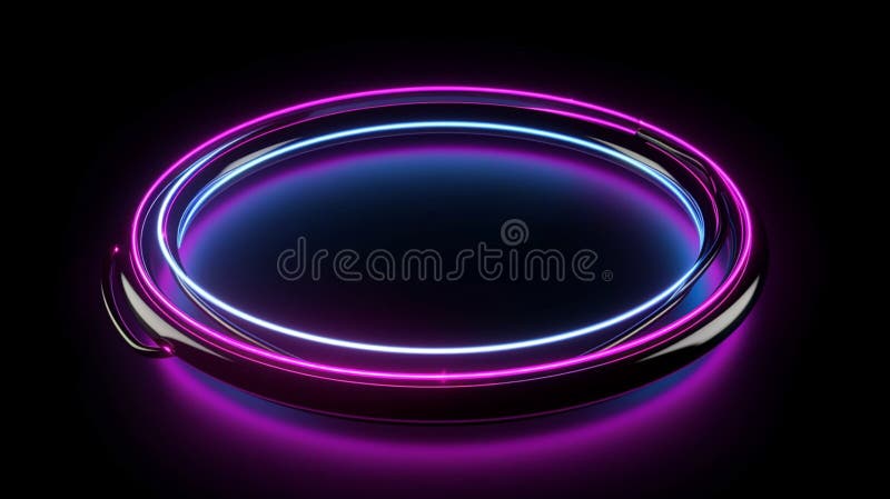 Neon Circle Sign Vector. Light and Glow Round Frame Isolated on Black ...