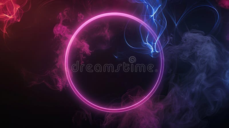 Neon Circle with Smoke stock illustration. Illustration of pattern ...