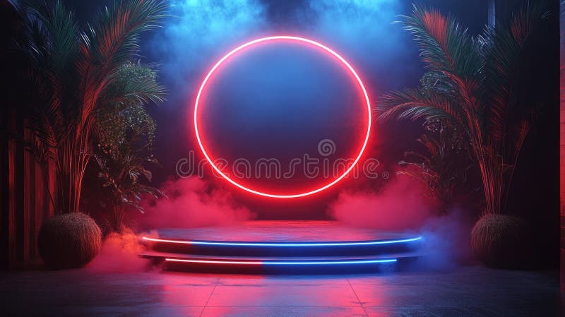 Futuristic Neon Light Stage Smoke Plants Stock Photos - Free & Royalty ...