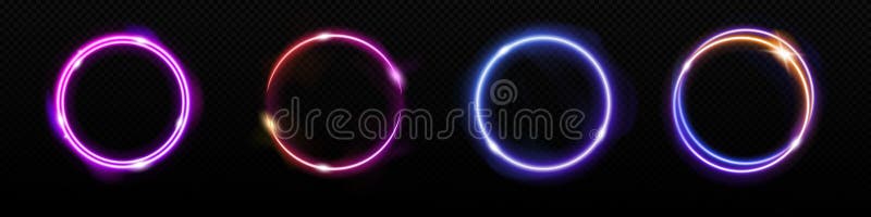 Neon Circle Vector Glowing Frame. Glow Laser Ring Lamp Stock Vector ...