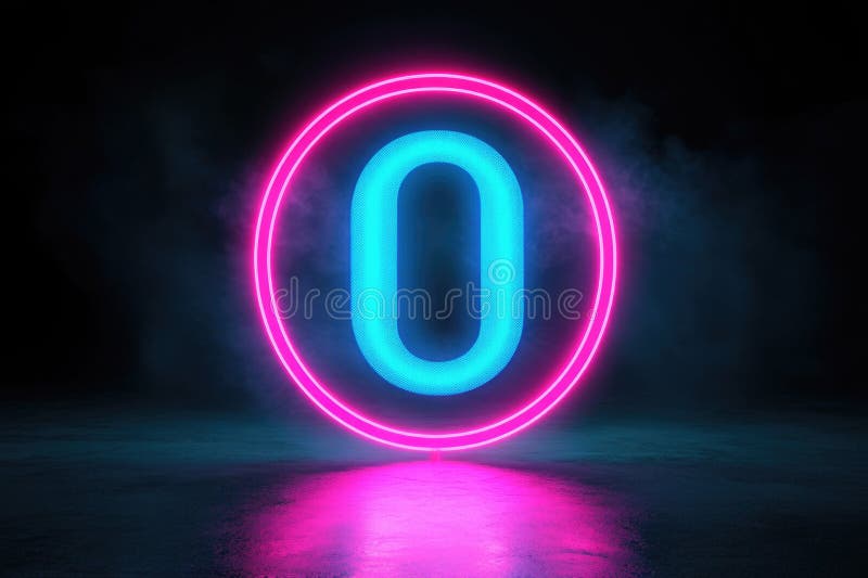 A Neon Circle with Zero at Its Center, Suitable for Use in Futuristic ...