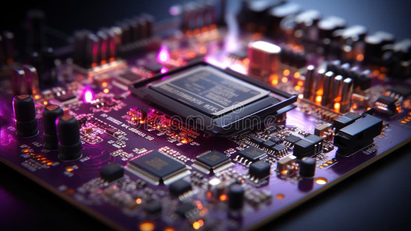 A Neon Circuit Board with Glowing Lines Connecting the Network Stock ...