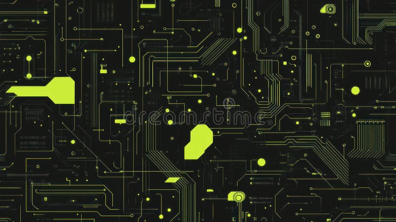 Neon Circuitry: Futuristic Green and Black Technology Background Stock ...