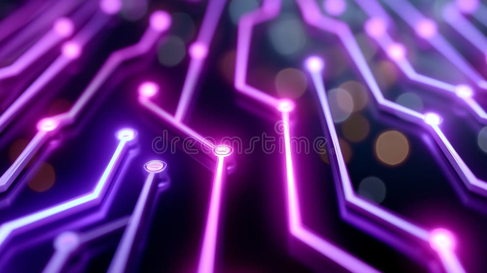 Neon Circuitry Glows with Dynamic Patterns Illustrating Artificial ...