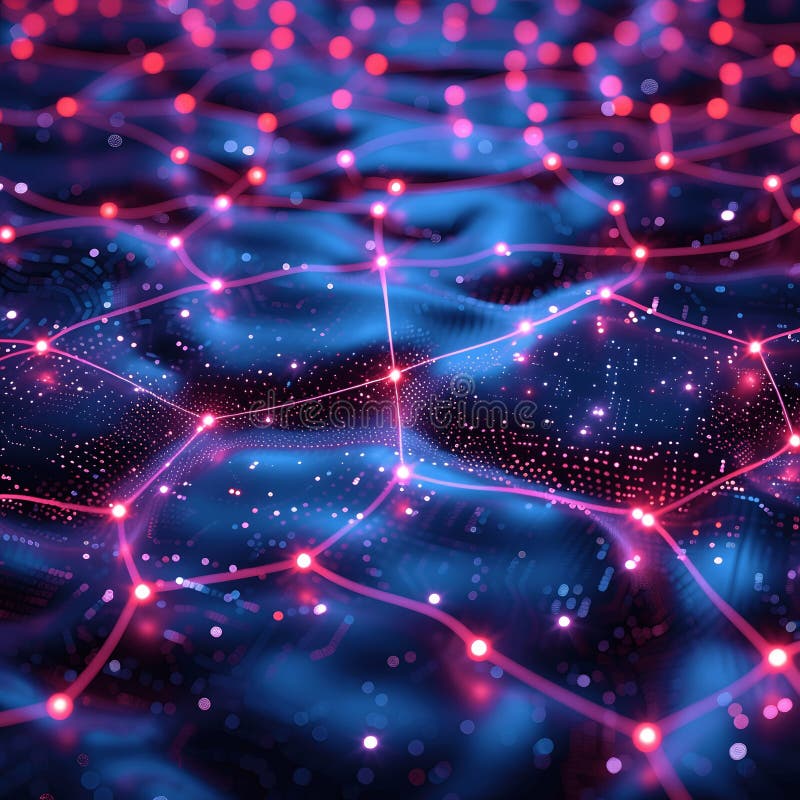 Neon Circuits, the Web of Future Tech. Stock Illustration ...