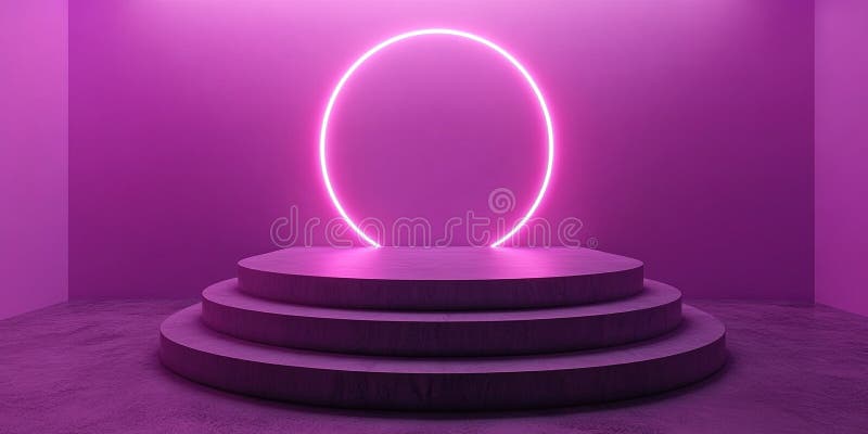 Neon Circular Light Installation in a Modern, Minimalistic Space with ...