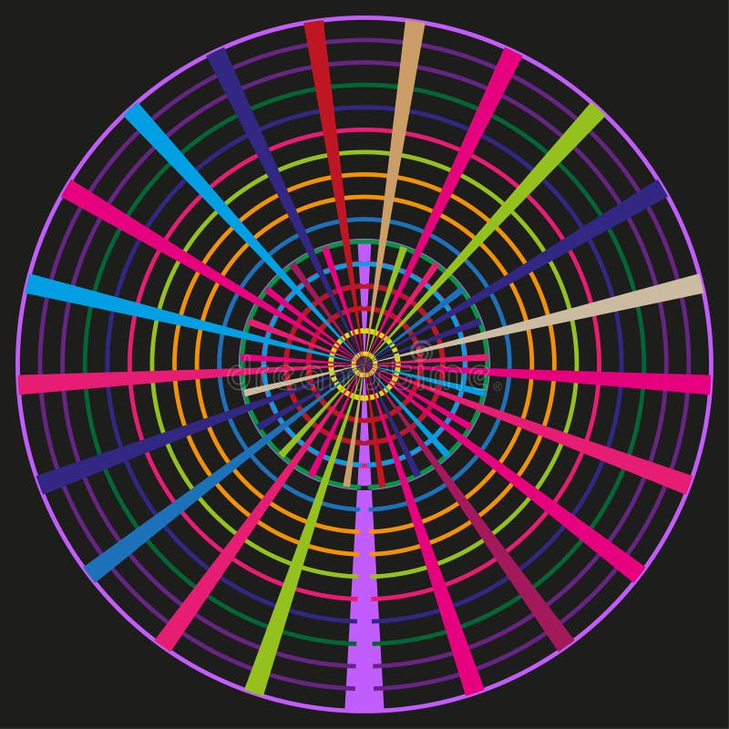 Neon Circular Target. Radial Blue Grid. Abstract Vector Shape. Dark ...