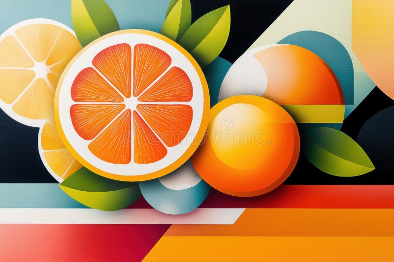 Neon Citrus Art, Vibrant Pop Art Featuring Citrus Fruits with Neon ...