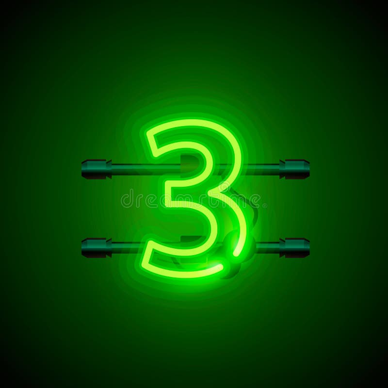 Neon City Font Sign Number 3, Signboard Three. Stock Vector ...