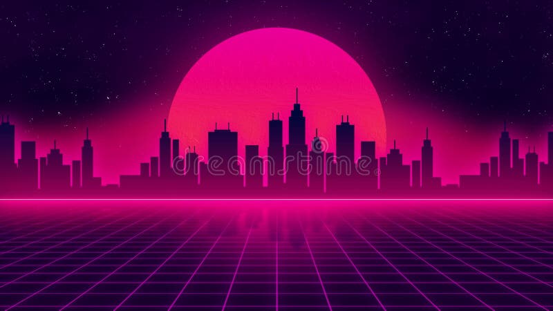 Neon City Palms Road 80 Retro Background 3D Render Stock Footage ...