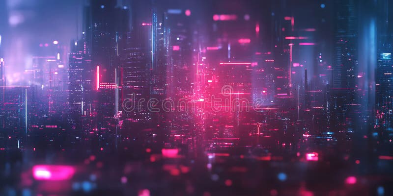 Neon Cityscape Futuristic Urban Background Stock Illustration ...
