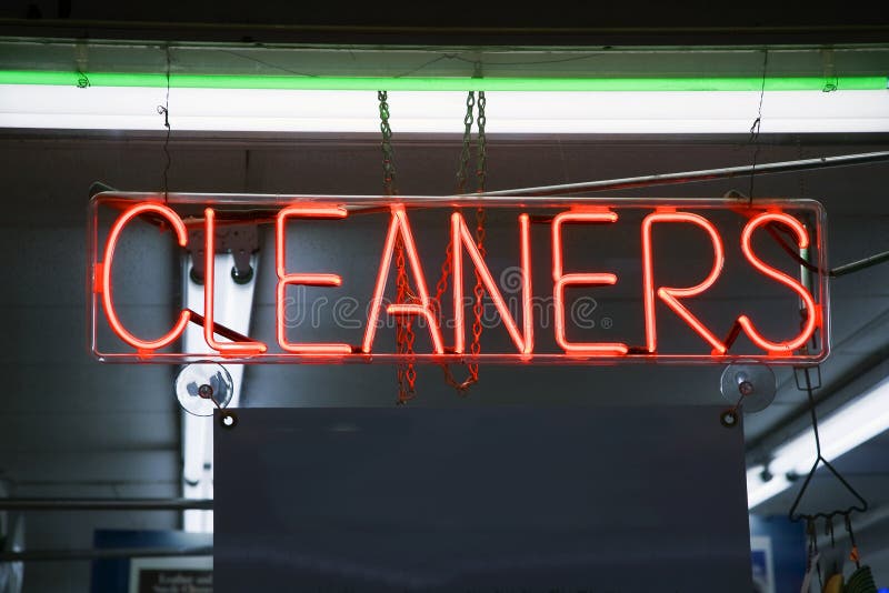 Cleaners Neon Sign stock photo. Image of white, neon, business - 3323390