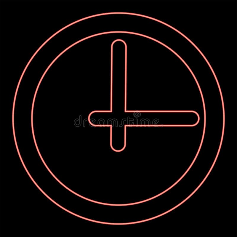 Neon Clock Red Color Vector Illustration Flat Style Image Stock Vector ...