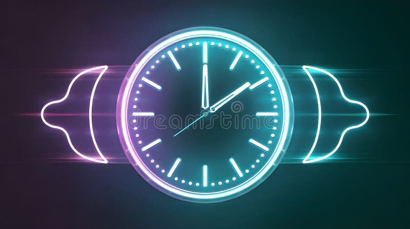Neon Clock with Time Lapse Effect Modern Design Time Countdown Stock ...