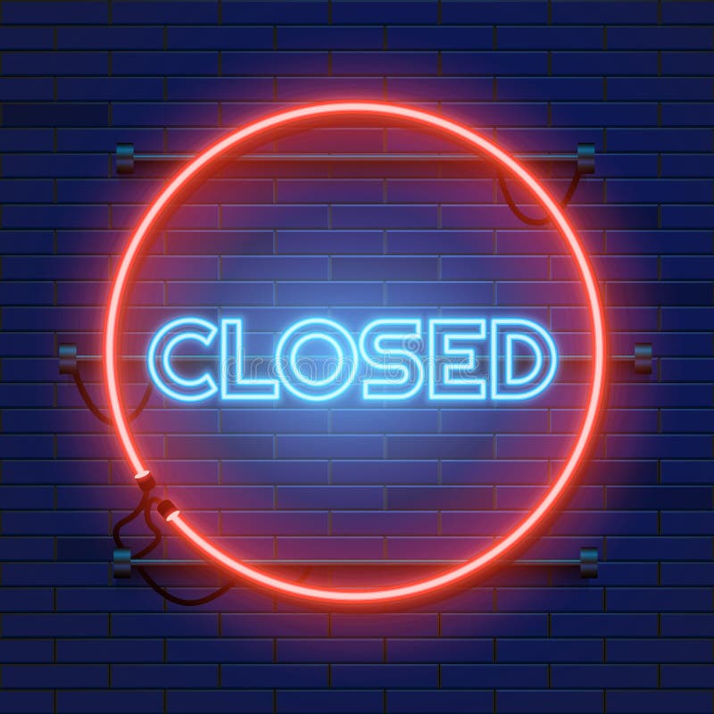 Closed Neon Sign stock vector. Illustration of glass - 15918384