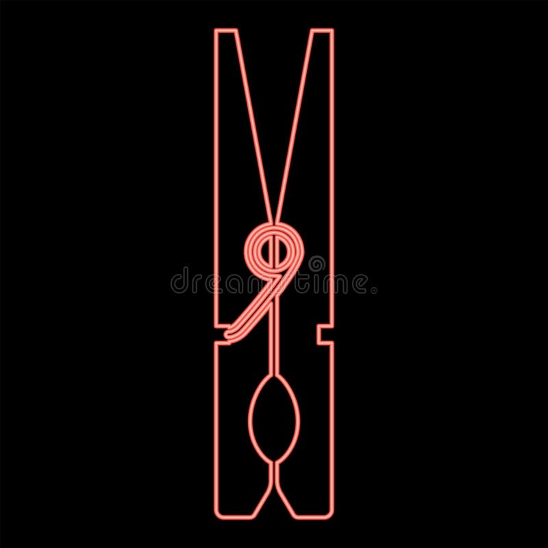 Neon Clothespeg Red Color Vector Illustration Flat Style Image Stock ...