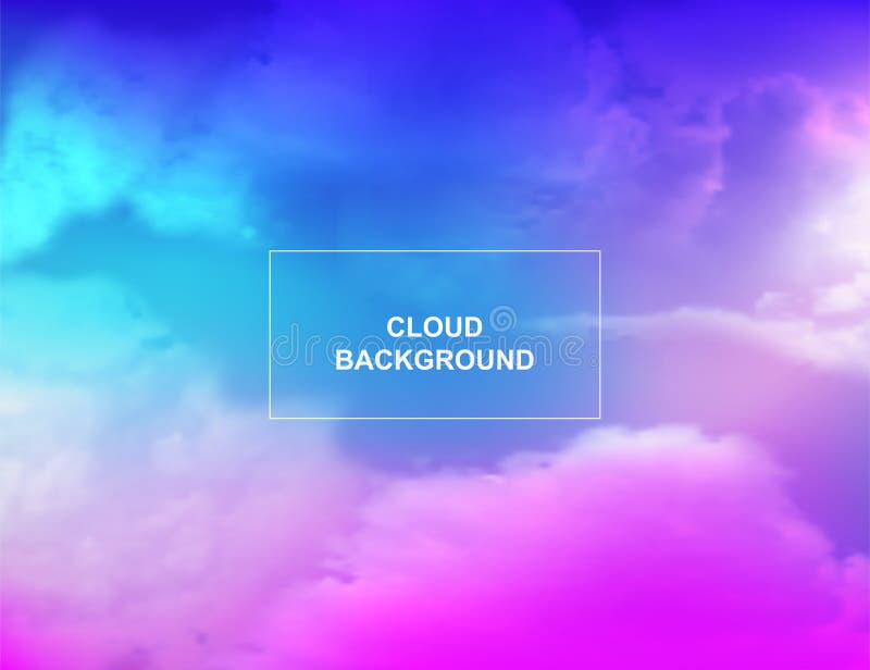 Neon Cloud Abstract Background. Realistic Clouds on Bright Vibrant Sky ...