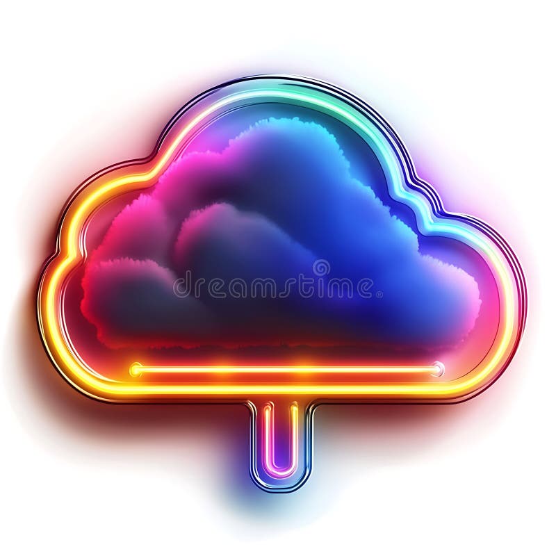 Neon Cloud Computing Icon Colorful Glowing Cloud Storage Symbol Stock Illustration ...