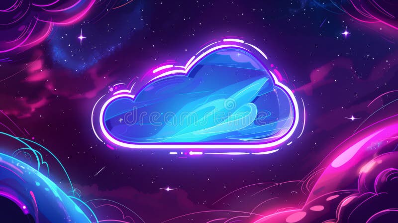 Neon Cloud Computing Technology Illuminating the Digital Universe Stock ...