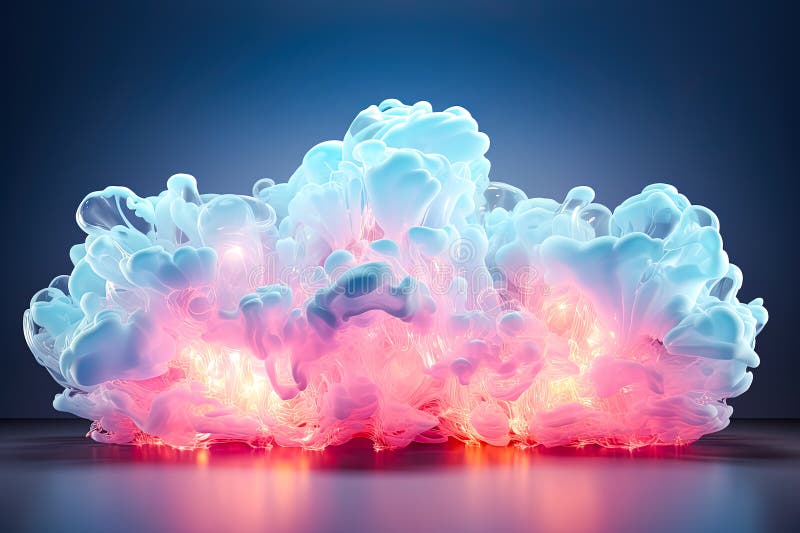 Neon Cloud, 3D Illustration of a Cloud Illuminated with Bright Neon ...