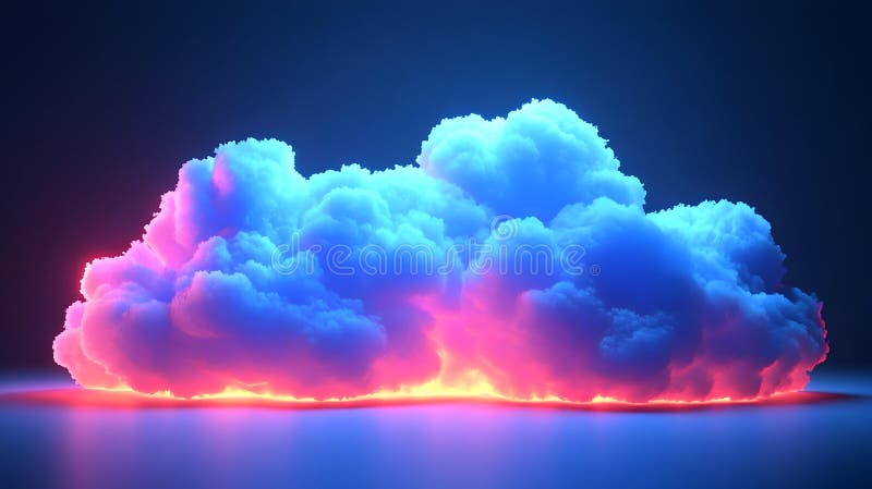 Neon Cloud 3D Render stock illustration. Illustration of cloudscape ...