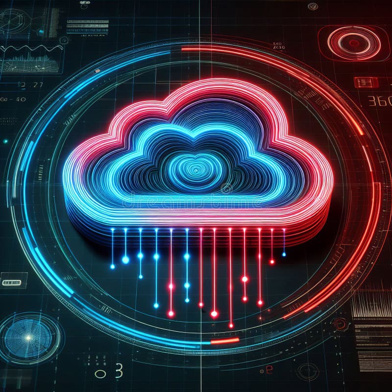 Neon Cloud Data Stream Concept Stock Image - Image of bright, computing ...