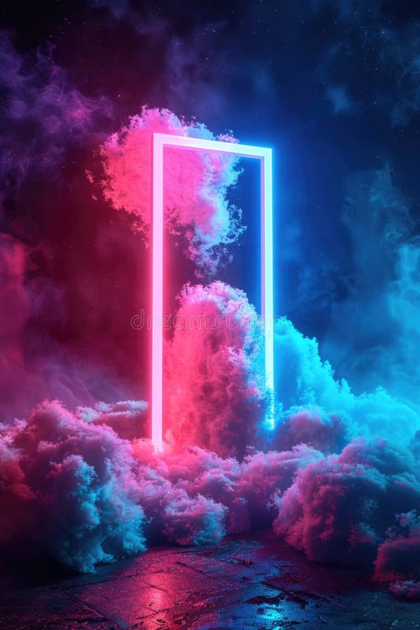 Neon Cloud Frame stock image. Image of futuristic, pink - 376687717