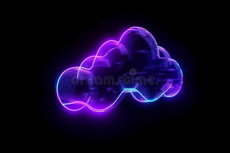 Neon Cloud Icon: Simplistic Elegance of Cloud Computing! Stock ...