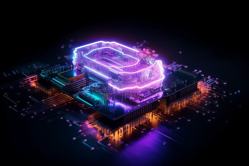 Neon Cloud and Microchip: the Future of IoT Stock Illustration ... Neon Cloud and Microchip: the Future of IoT Stock Illustration ...