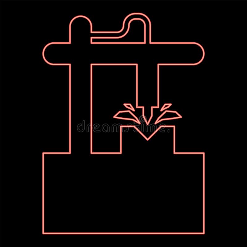 Neon Cnc 3D Milling Machine Technology Automated Concept Red Color ...