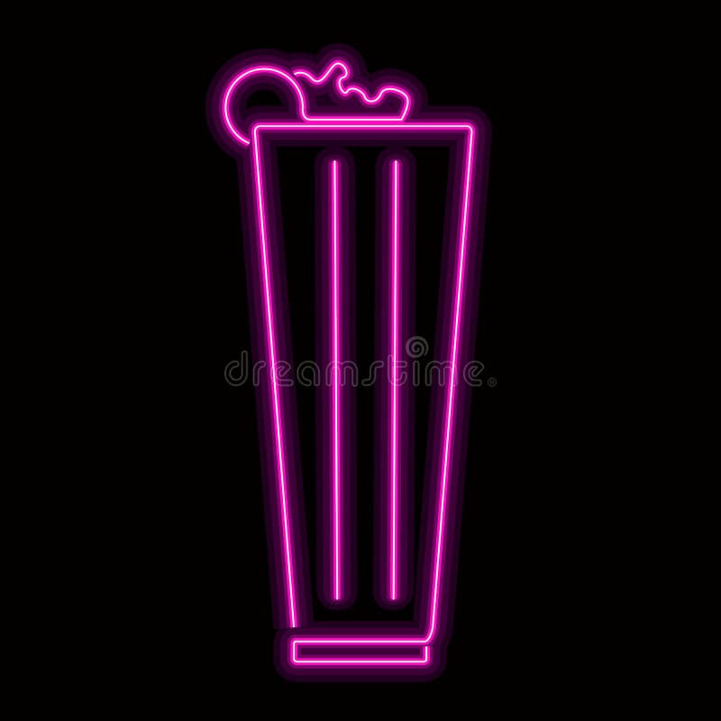 Neon Cocktail Icon on a Black Background Stock Vector - Illustration of ...