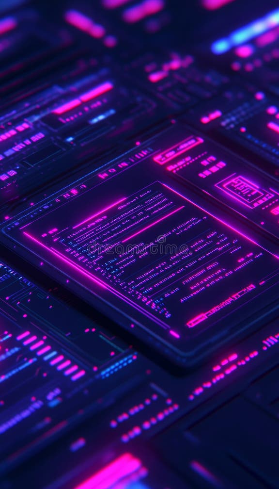 Neon Code Layers Vibrant Vector Art of Computer Programming, Geometric ...