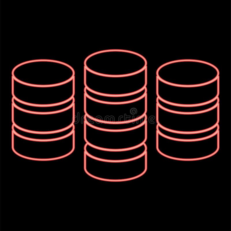 Neon Coins or Fish Stack Red Color Vector Illustration Flat Style Image ...