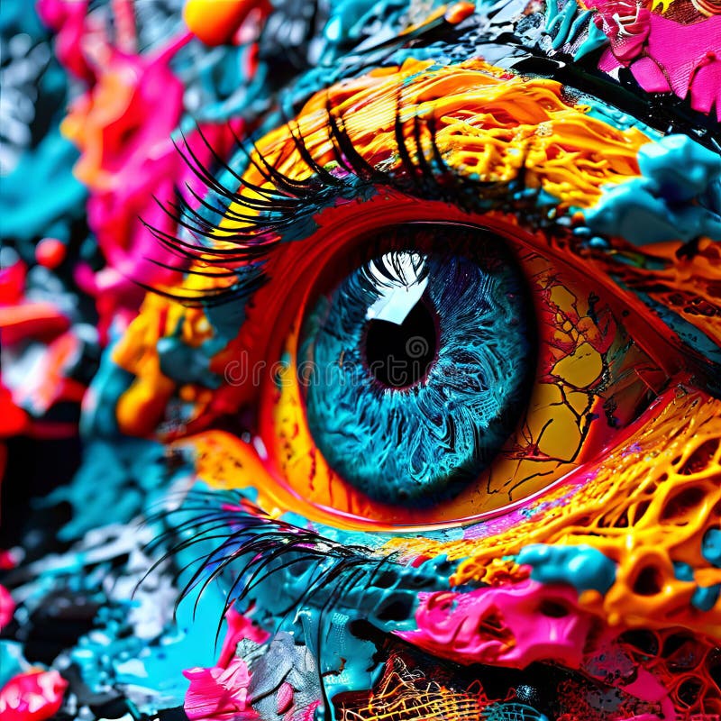 Neon Collage Art Vibrant and Eclectic Art Piece Created by Coll Stock ...