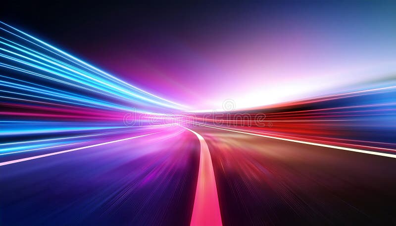 Neon Color Blurred Motion on Speedway, Vibrant, Dynamic, Energetic ...