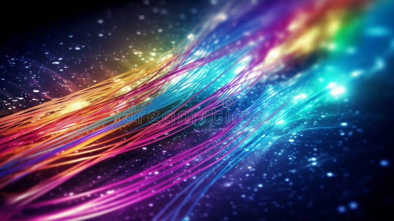 Neon Color Fiber Optic Cable. Neural Network AI Generated Stock Image ...