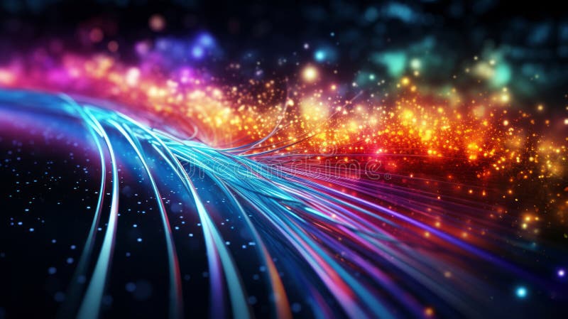 Neon Color Fiber Optic Cable. Neural Network AI Generated Stock Image ...