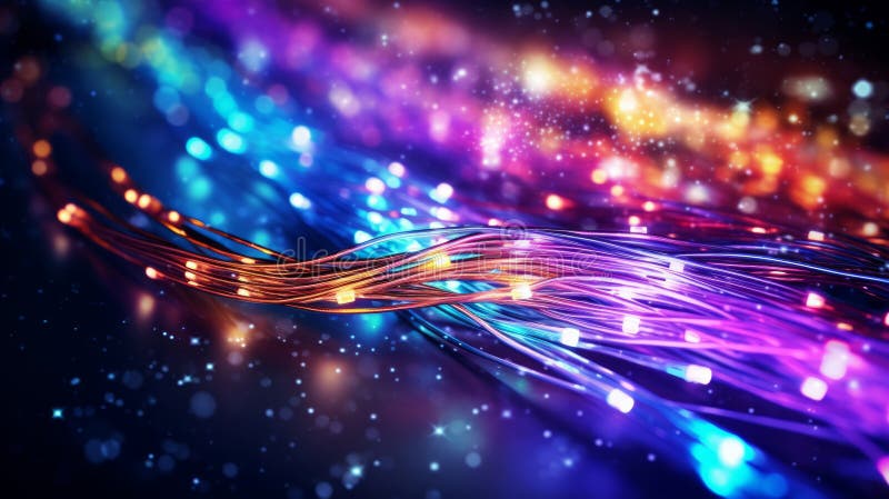Neon Color Fiber Optic Cable. Neural Network AI Generated Stock Image ...